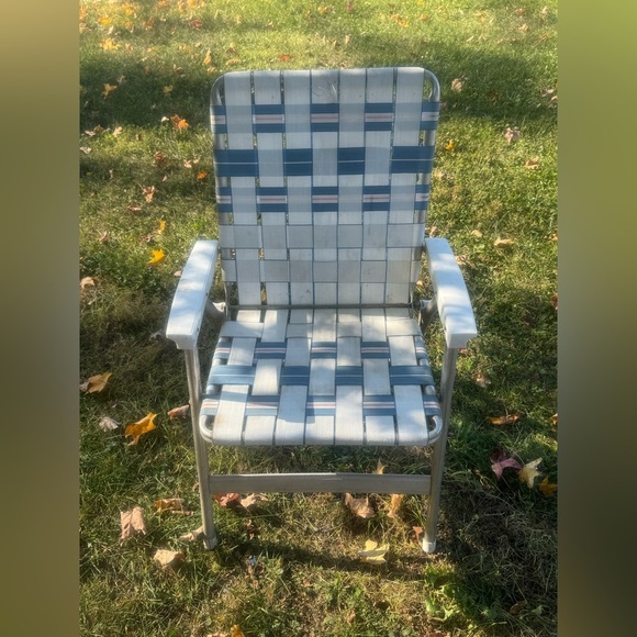 Sunbeam | Other | Vintage Aluminum Lawn Chair W Webbing Patio Folding ...